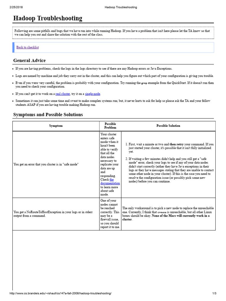 Hadoop Troubleshooting | PDF
