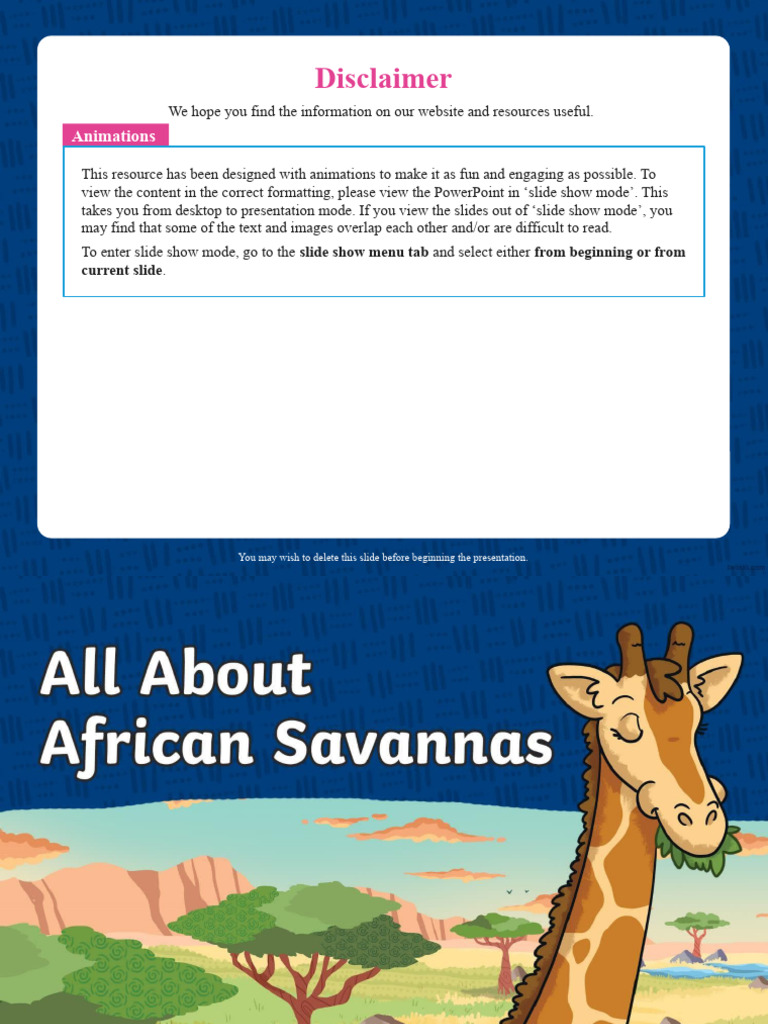 KS1 Savanna Animals Guide | PDF | Lion | Giraffe