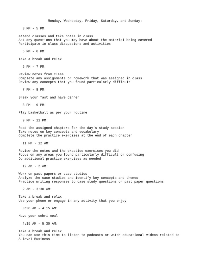 New Ramzan Routine | PDF