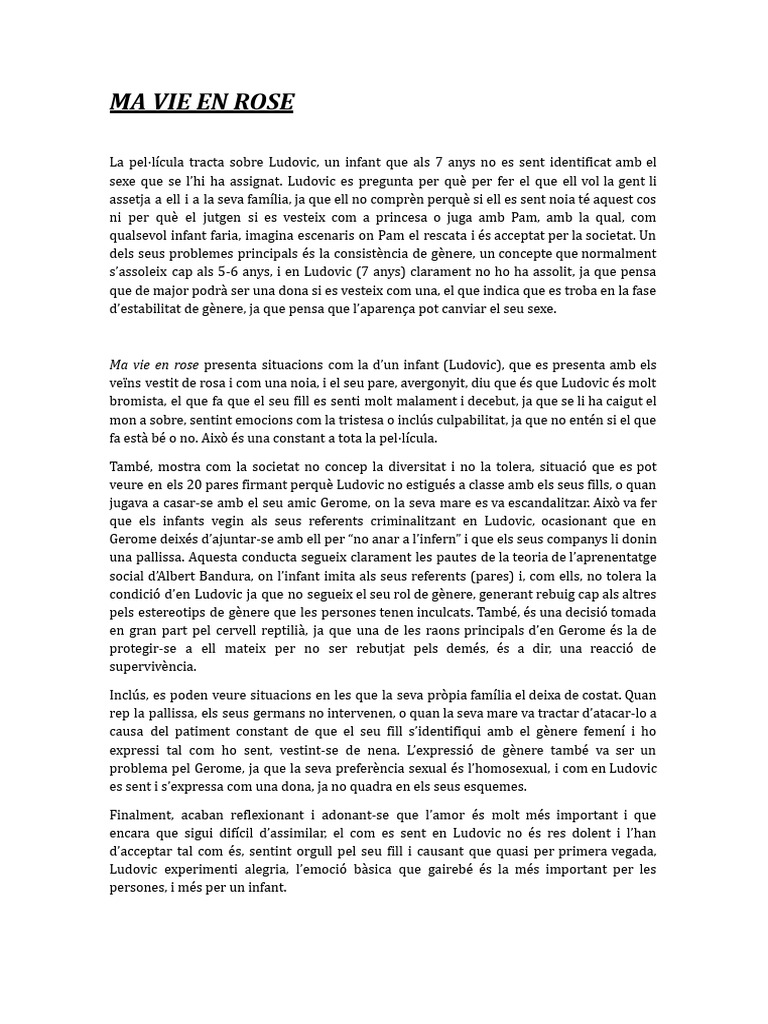 Ma Vie en Rose | PDF