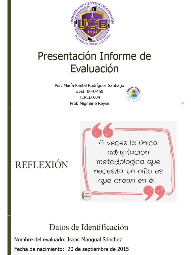 María K. Rodríguez - Presentación Informe de Evaluación 2024 | PDF | Aprendizaje | Memoria