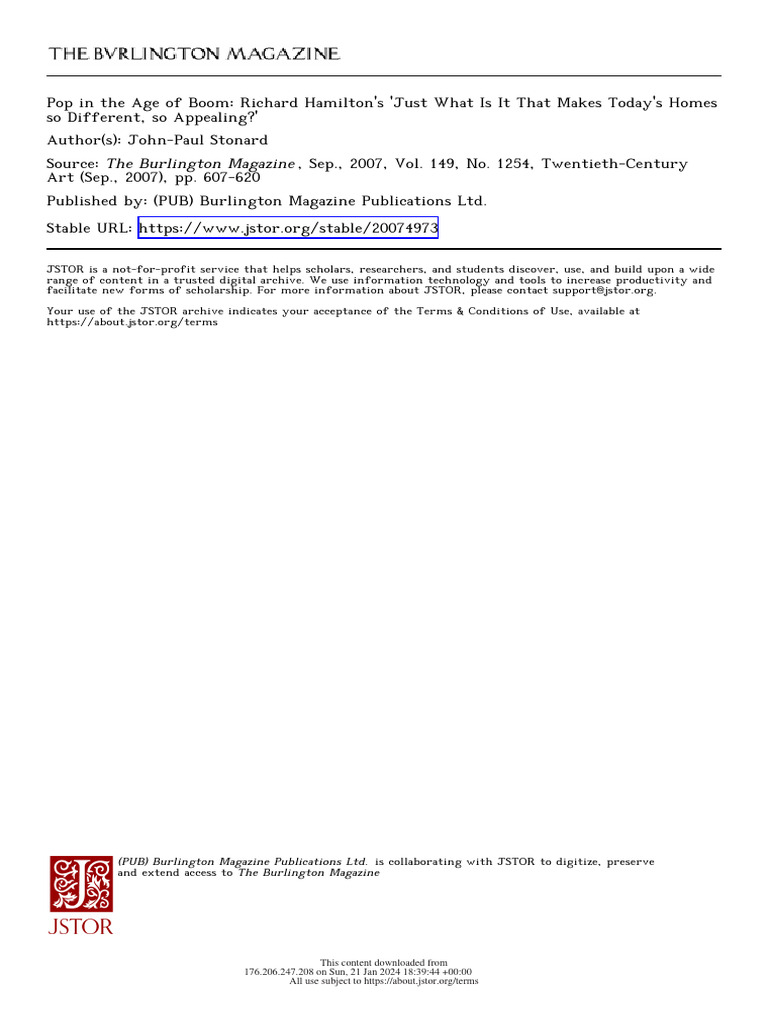 Stonard - Pop in The Age Boom. Richard Hamilons Just What Is It That Makes Todays Homes So ...