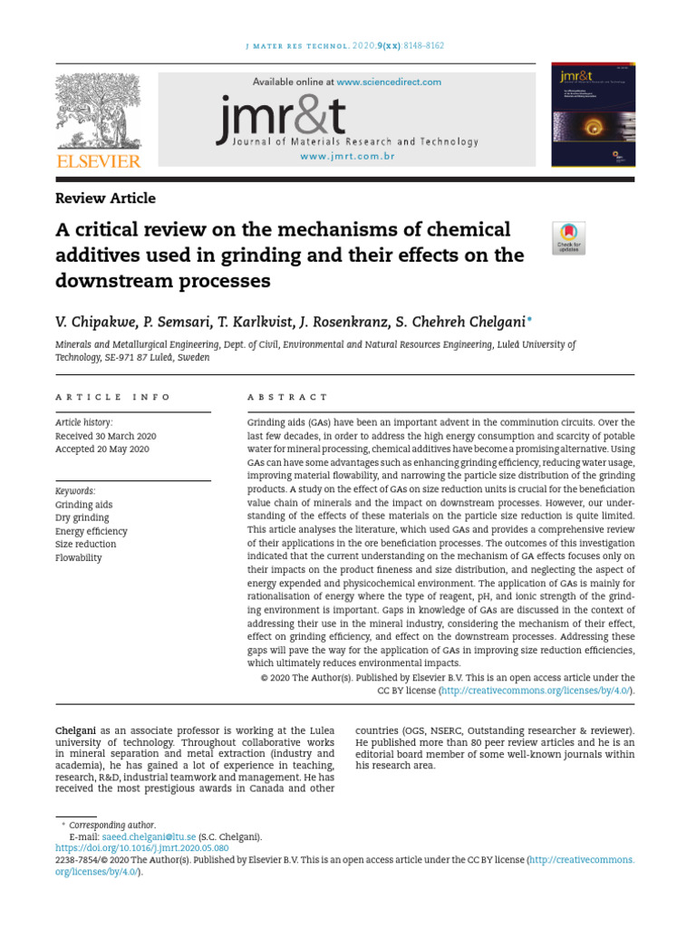 A Critical Review On The Mechanisms of Chemical Additives Used in ...