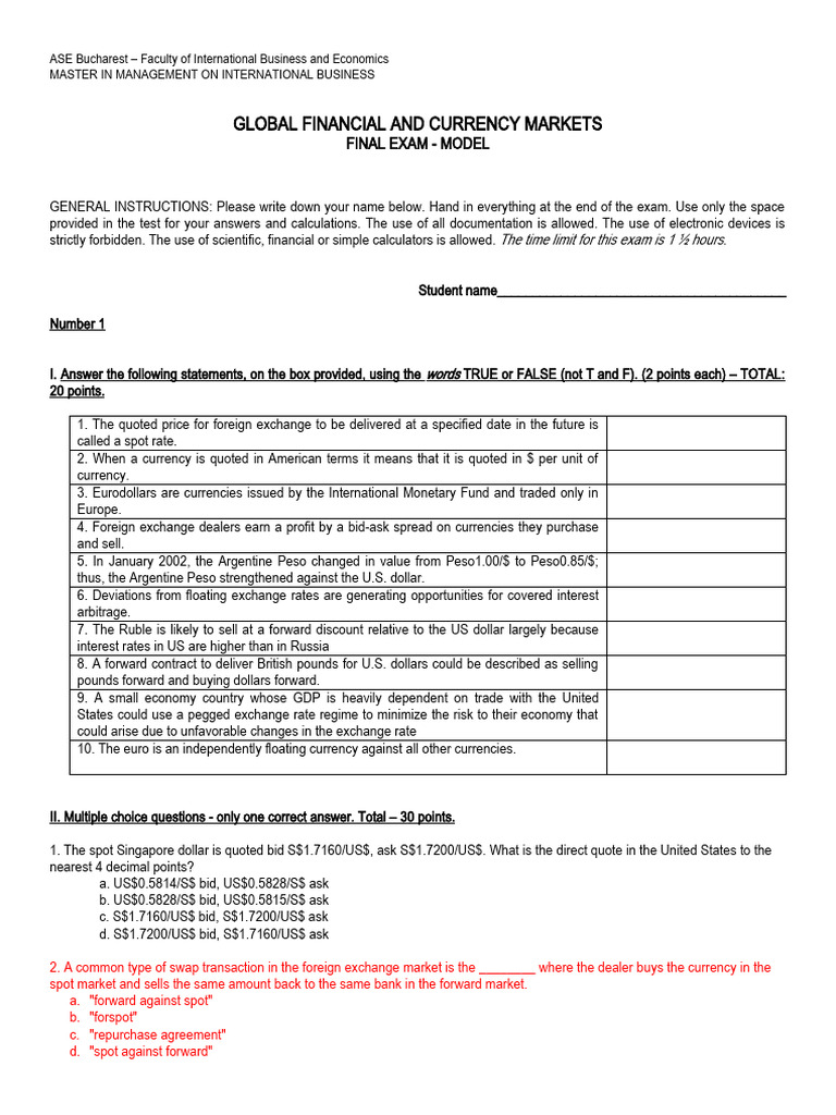 Examen GFCM Model | PDF | Exchange Rate | Foreign Exchange Market