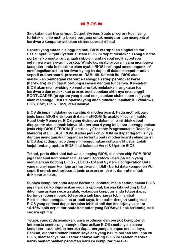Pengaturan BIOS untuk Optimalisasi Komputer | PDF | Game & Aktivitas ...