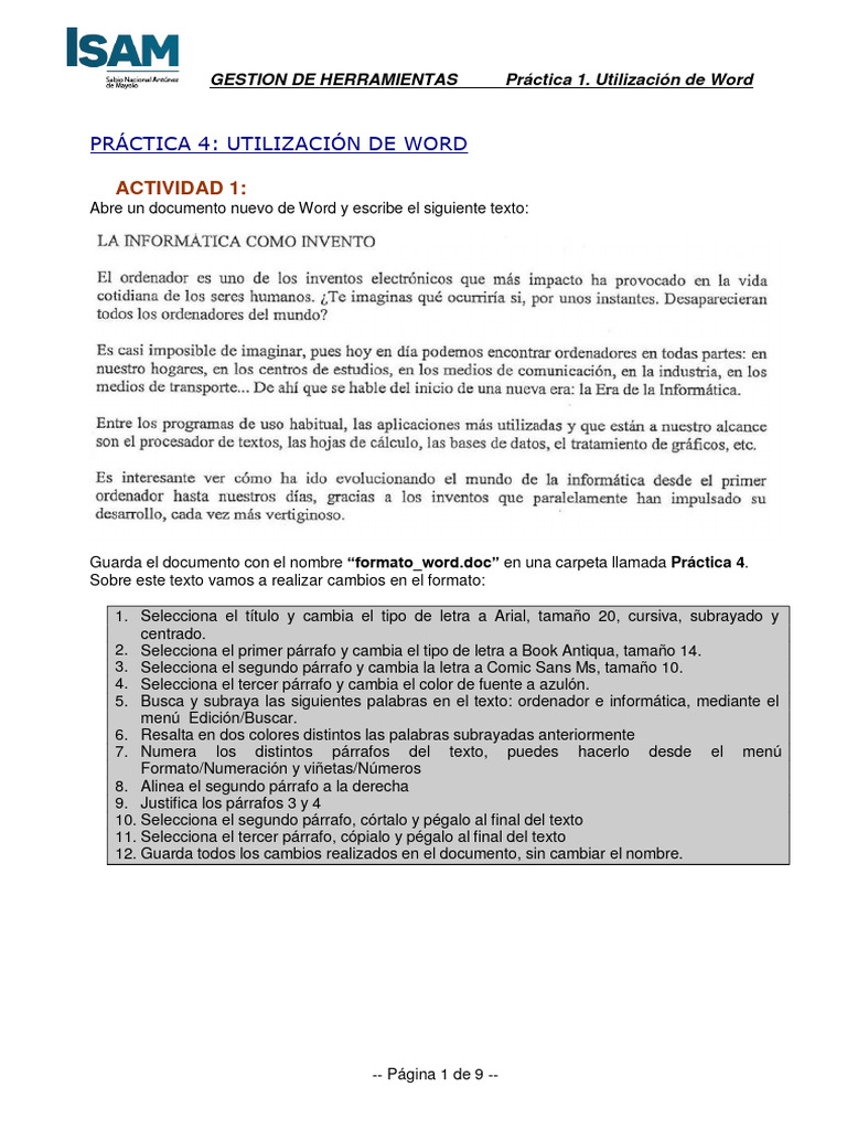 Actividades - Practicas de Word | PDF | Microsoft Word