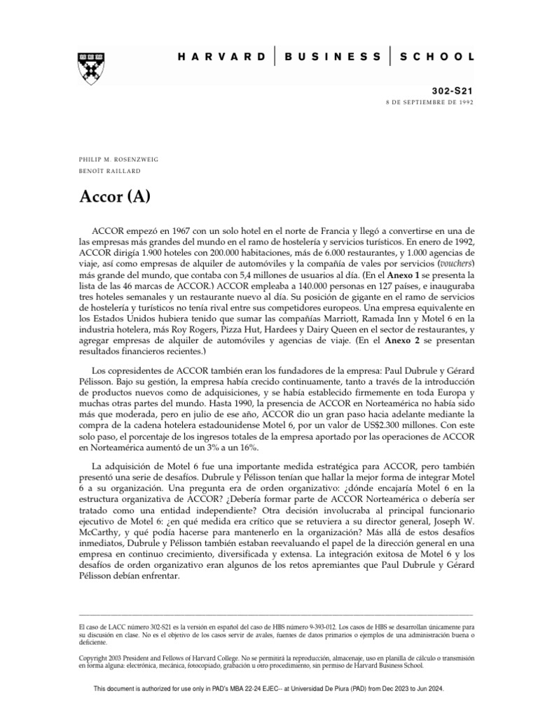 302S21 Accor (A) | PDF | Hotel | Negocios económicos