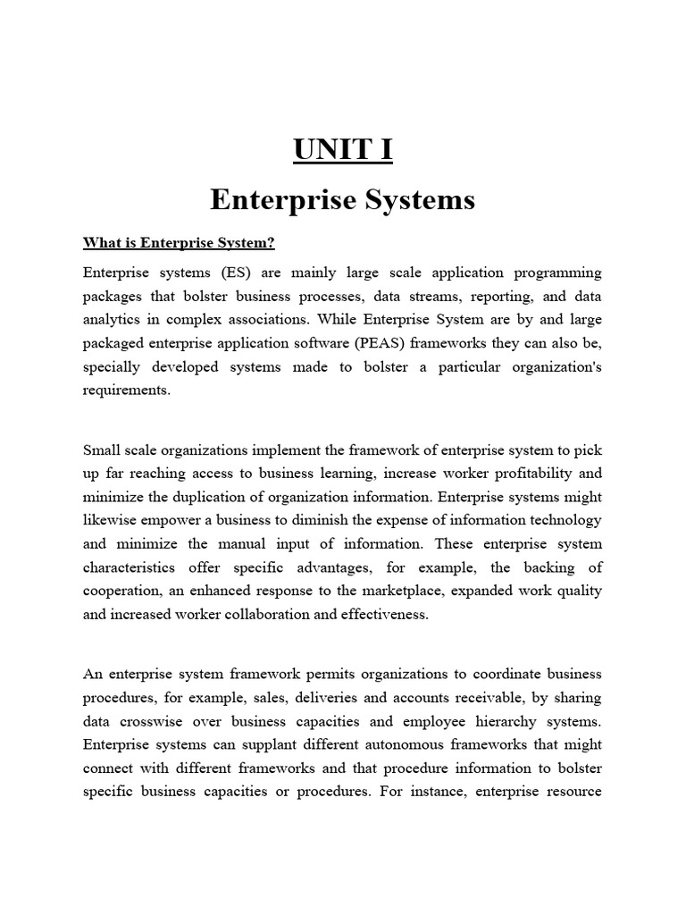 UNIT 1 Enterprise Systems | PDF | Customer Relationship Management ...