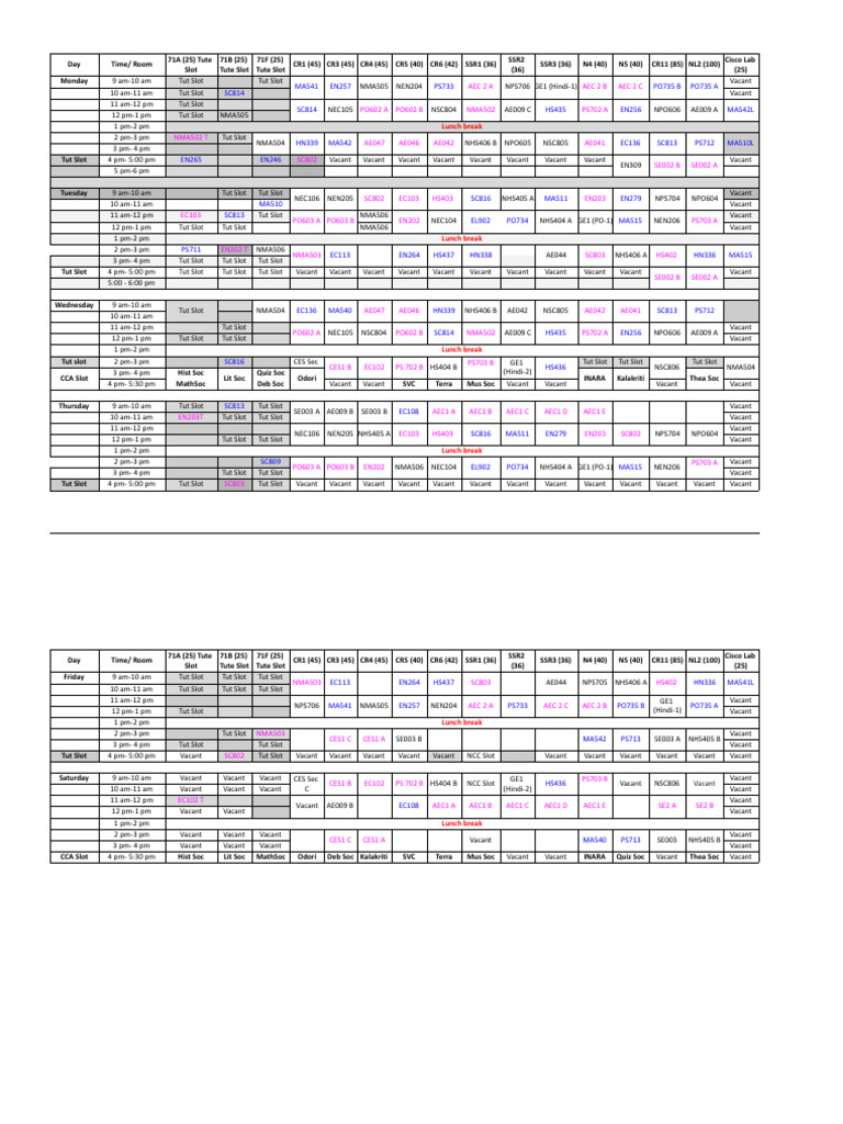 Sus Timetable ms2023-24 Second Third and Sixth 9feb2024 | PDF