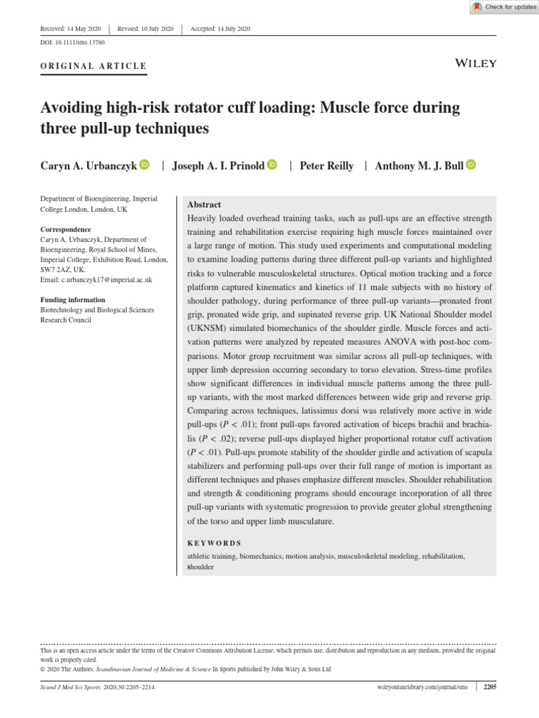 Rotator Cuff Loading in Pull-Ups | PDF | Shoulder | Musculoskeletal System
