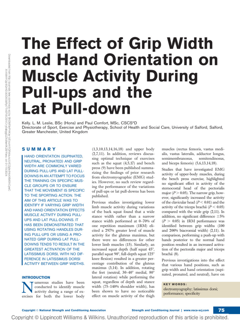 The Effect of Grip Width and Hand Orientation On.12 | PDF