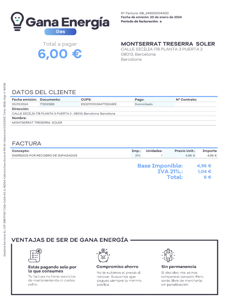 Facturamonsegas | PDF | Contabilidad | Documentos empresariales