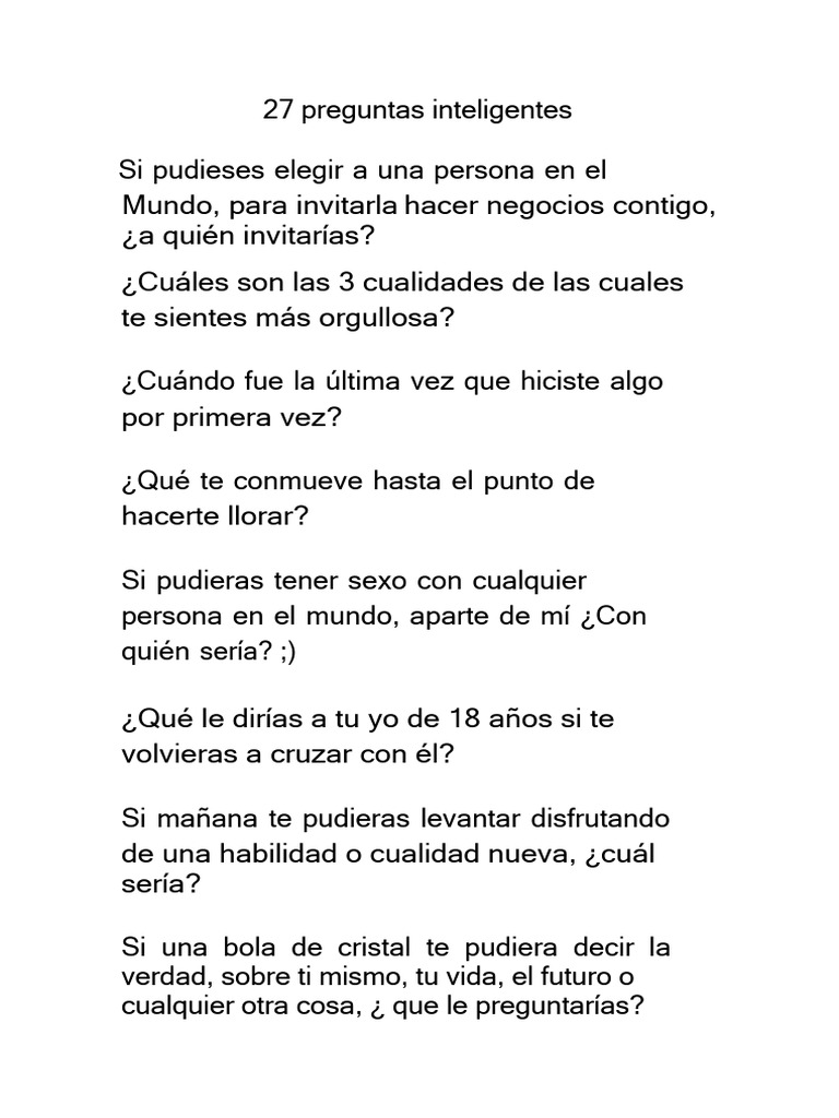 27 Preguntas Inteligentes ALEJO EDITO | PDF | Relaciones personales ...