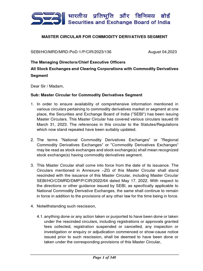 Master Circular | PDF