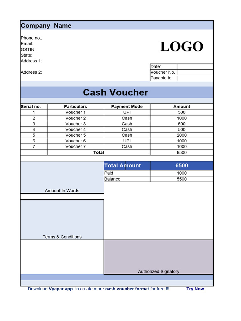 Cash Voucher Format 01 | PDF