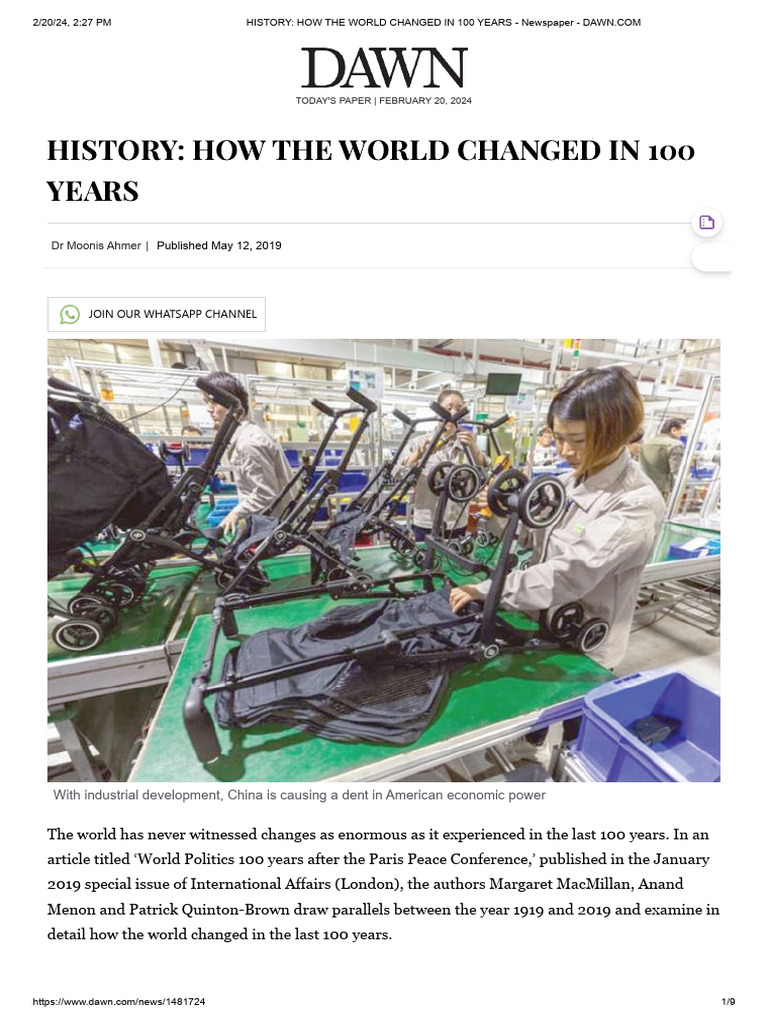 World Changes in 100 Years: A Review | PDF | Globalization | Pakistan