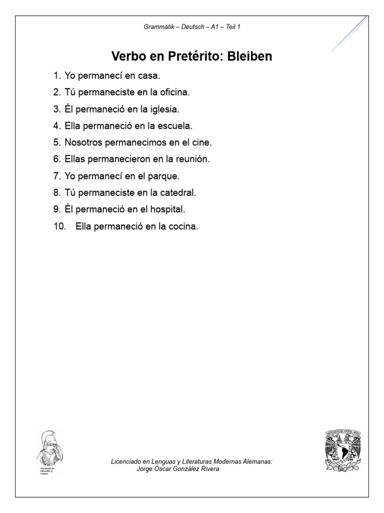 1 Ejercicios de Verbos en Pretérito Parte 1 en Afirmativo | PDF | Artes ...