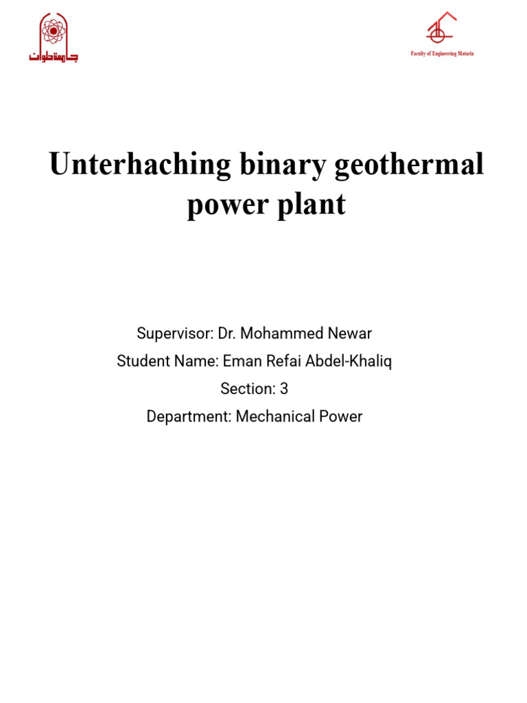 Unterhaching Geothermal Power Analysis | PDF | Heat Exchanger | Power ...