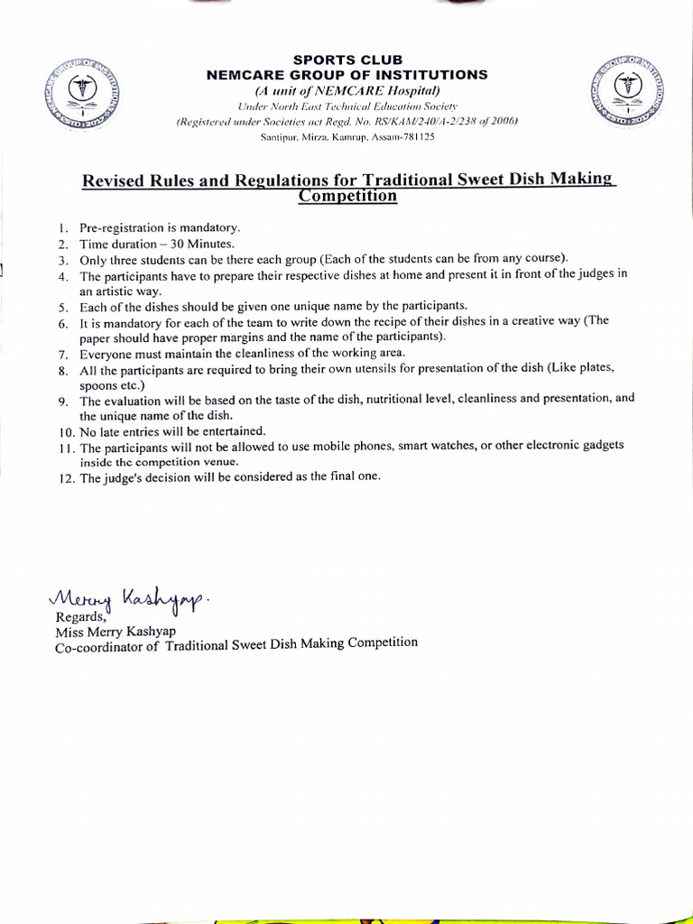 Traditional Sweet Dish Competition Rules | PDF