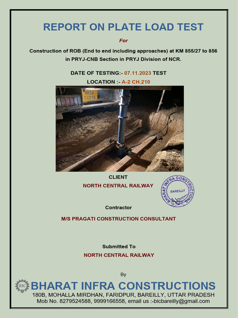 Plate Load Test Report for ROB Construction | PDF
