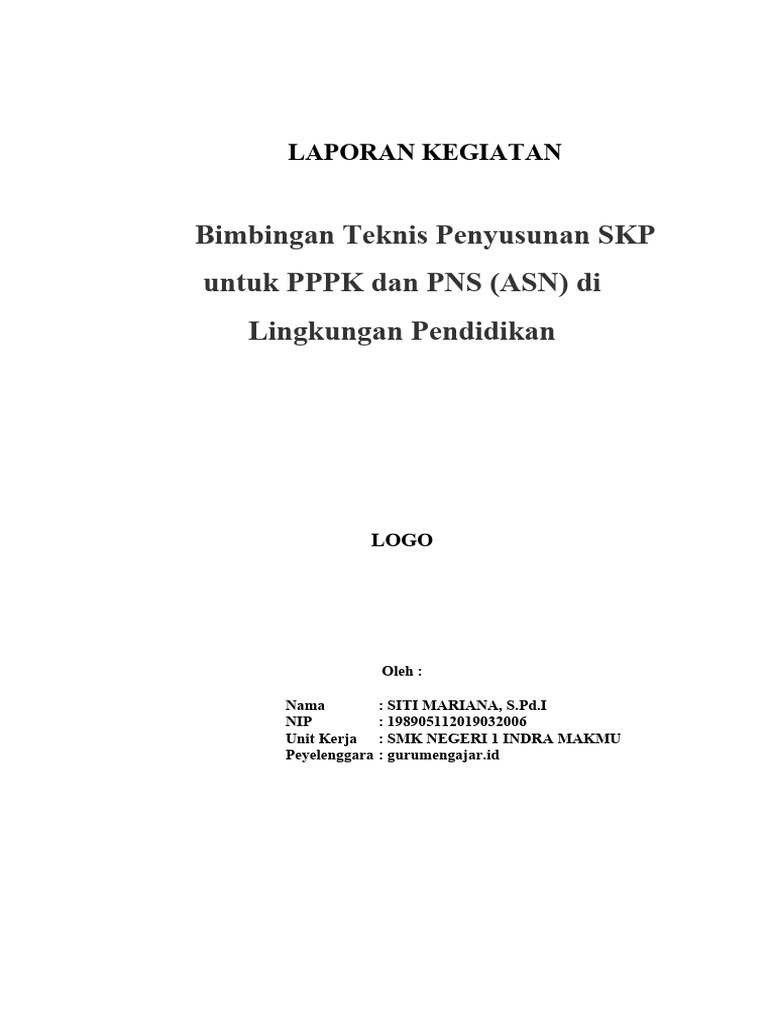 Contoh Laporan Kegiatan BIMTEK | PDF