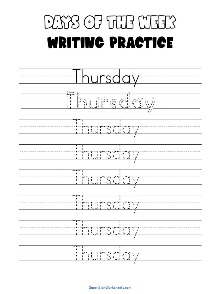 Daysofthe Week Handwriting Thursday | PDF