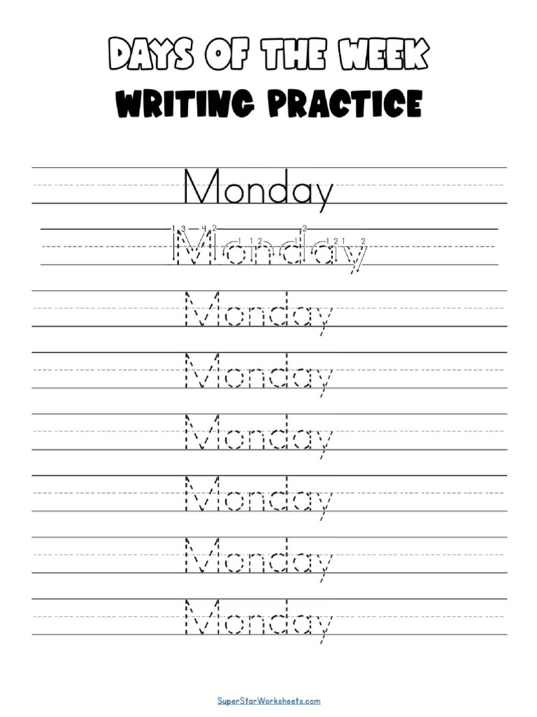 Daysofthe Week Handwriting Monday | PDF