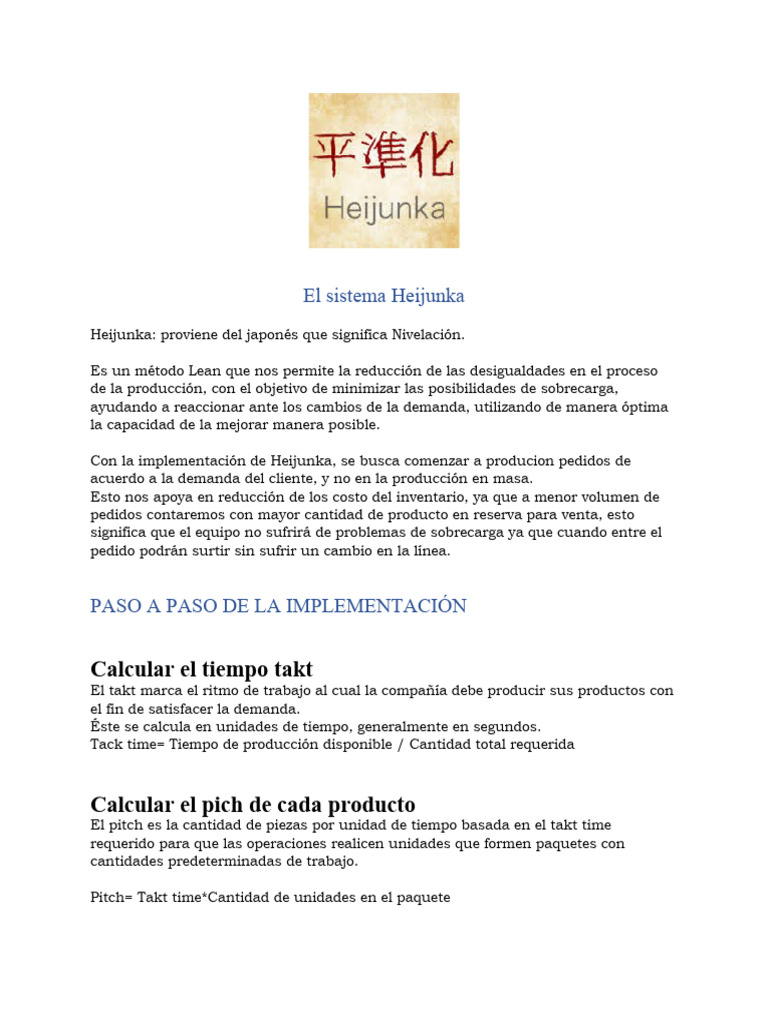 Heijunka: Nivelación en Producción Lean | PDF | Inventario | Producción ...