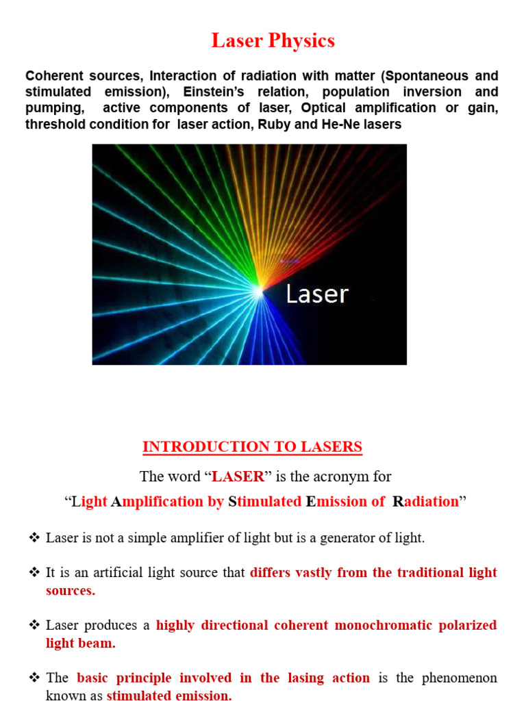 Unit 2a PHY125 | PDF | Laser | Emission Spectrum