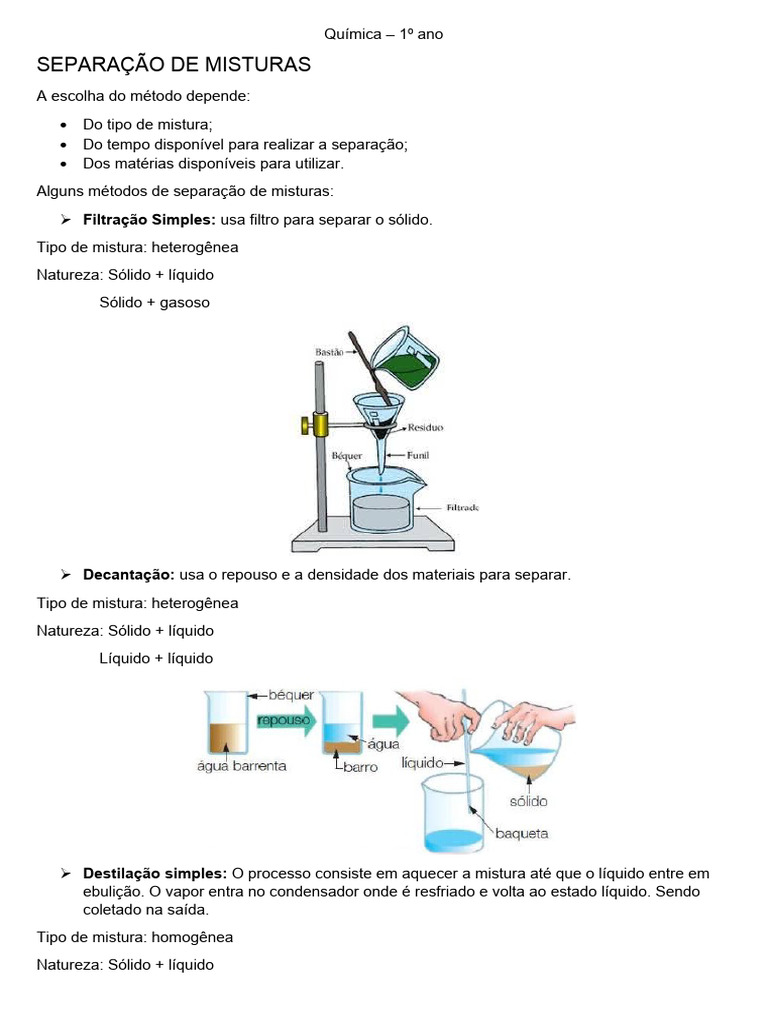 AULA 4 Separação de Misturas | PDF | Mistura | Química