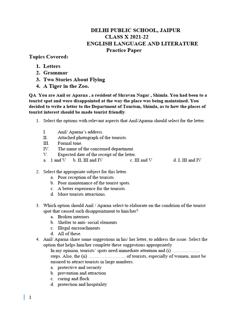 Practice Paper 1 | PDF