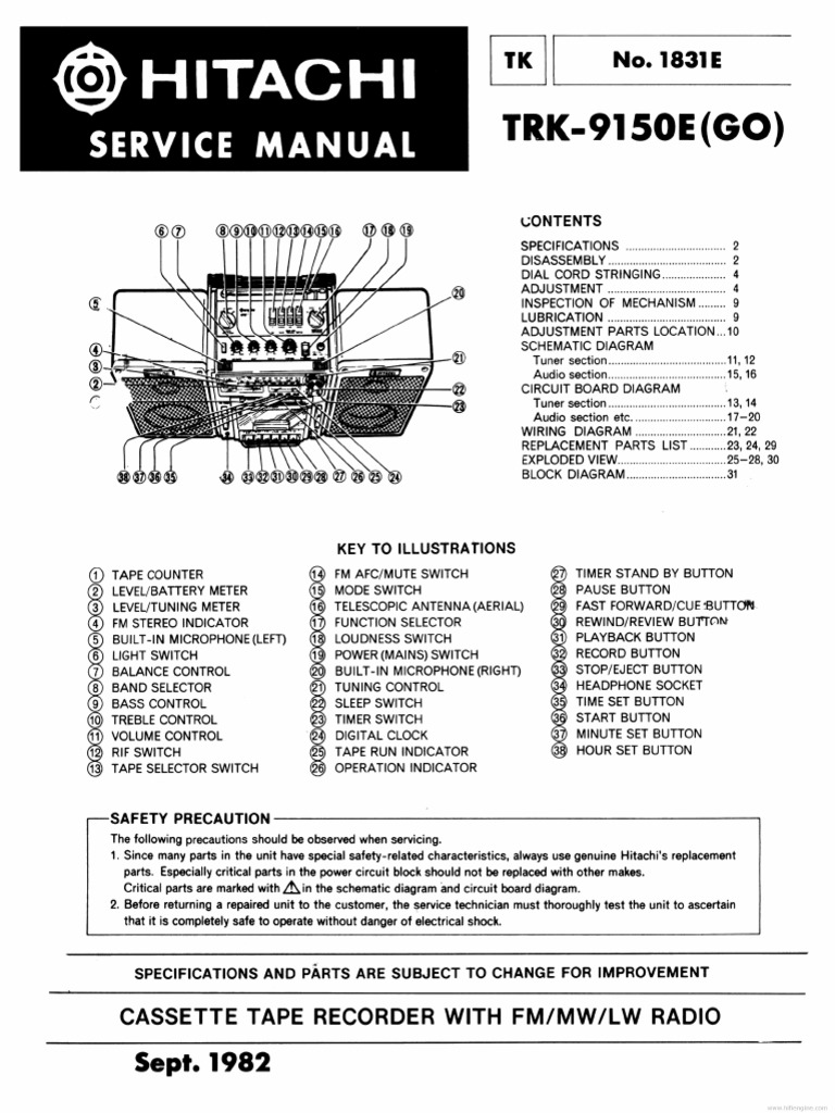 Hfe Hitachi Trk-9150e Service en | PDF