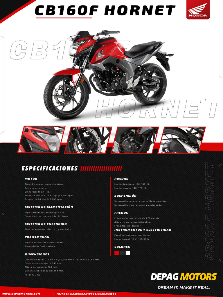 CB160F Hornet Specifications Overview | PDF