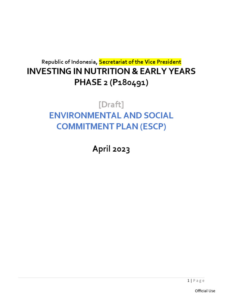 Environmental and Social Commitment Plan (ESCP) | PDF | Occupational Safety And Health | Sexual ...