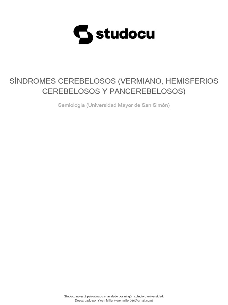Síndromes Cerebelosos: Vermiano y Hemisferios | PDF | Cerebelo ...
