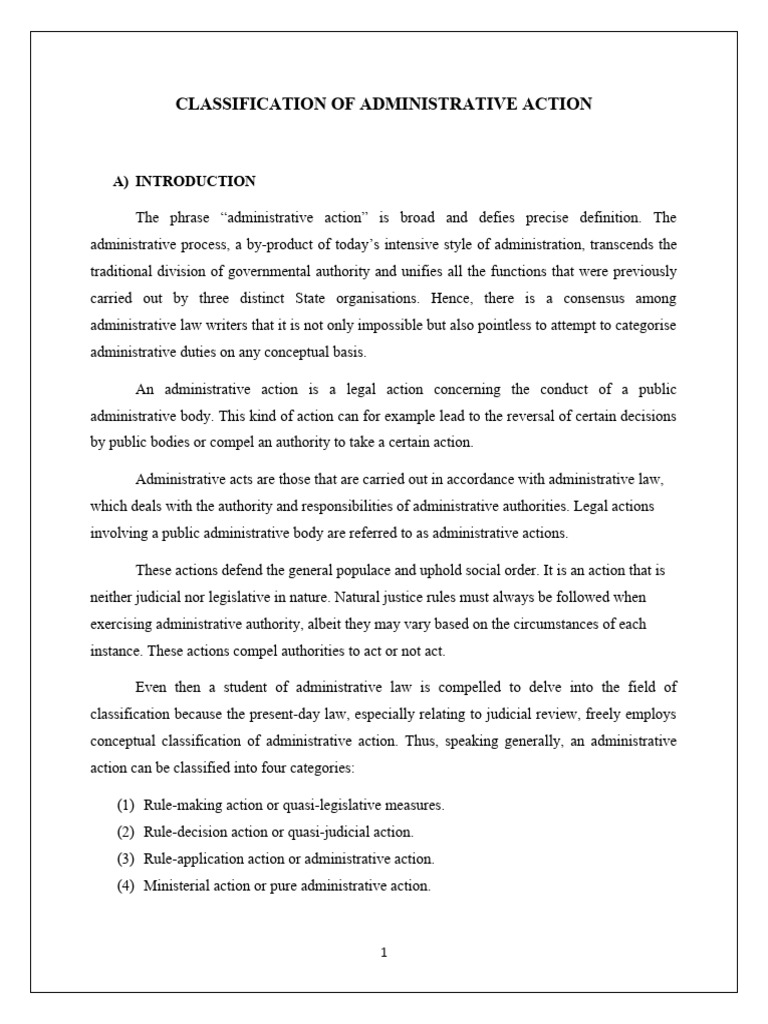 Classification of Administrative Action | Download Free PDF ...