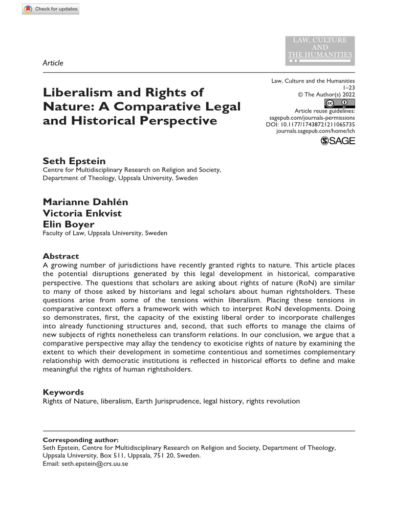 Liberalism and The Rights of Nature | PDF | Liberalism | Sustainability