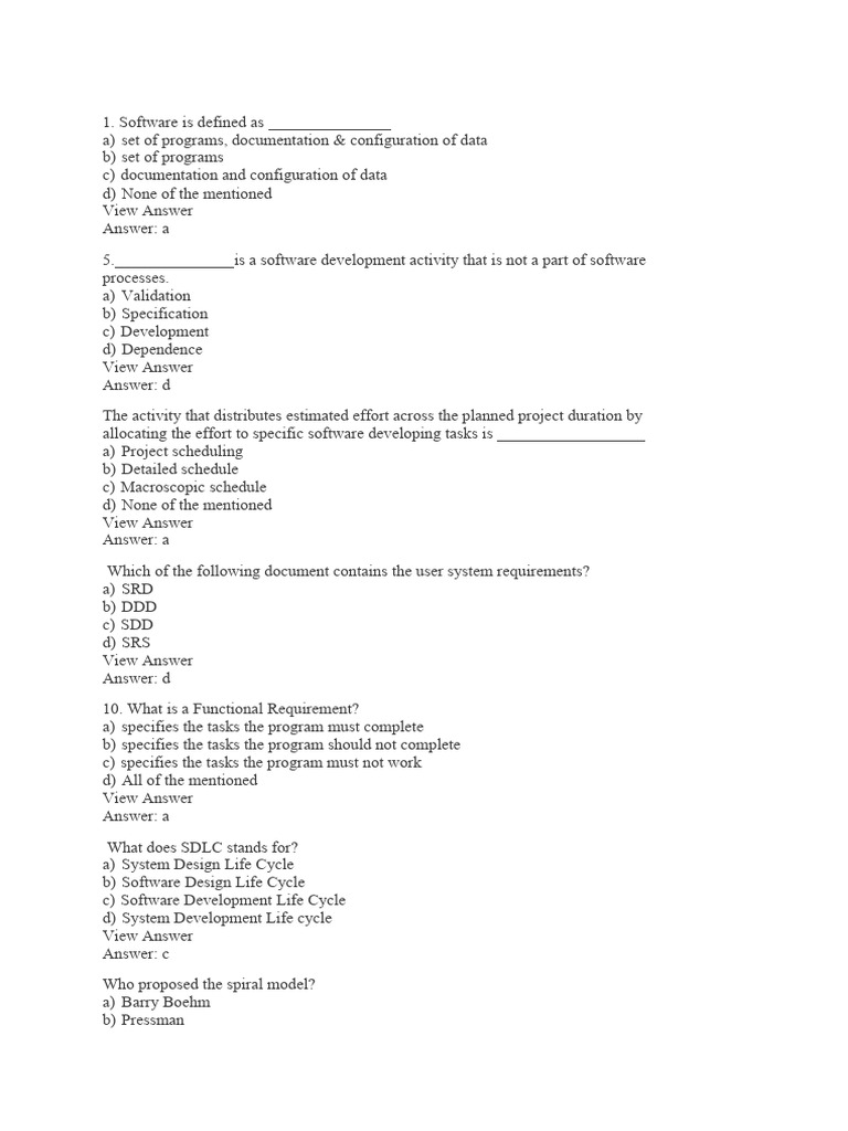 Software Engineering MCQ | PDF