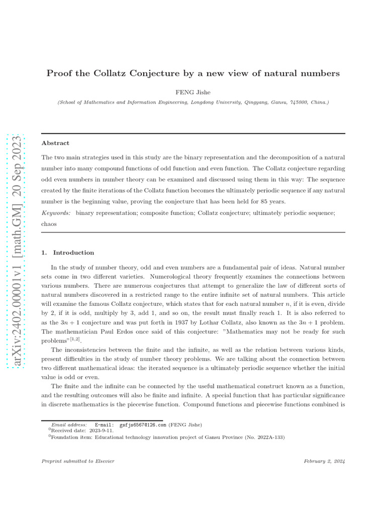 Proof The Collatz Conjecture by A New View of Natural Numbers | PDF ...