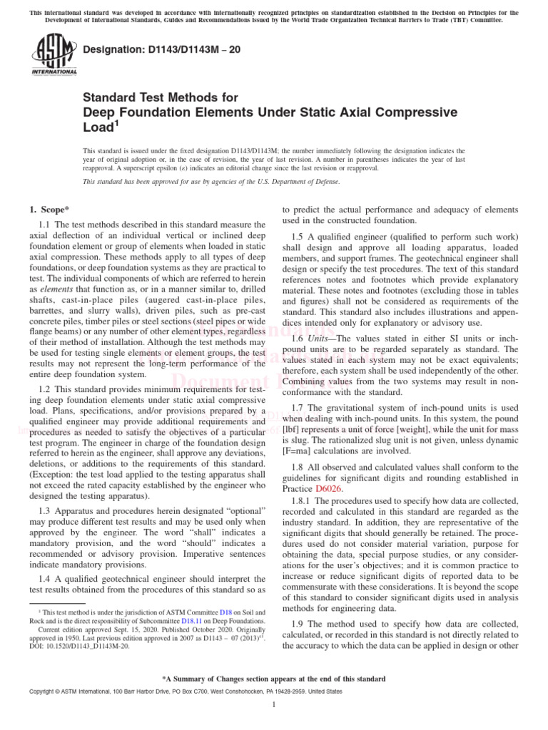 Astm D1143 D1143M 20 | Download Free PDF | Deep Foundation | Beam ...
