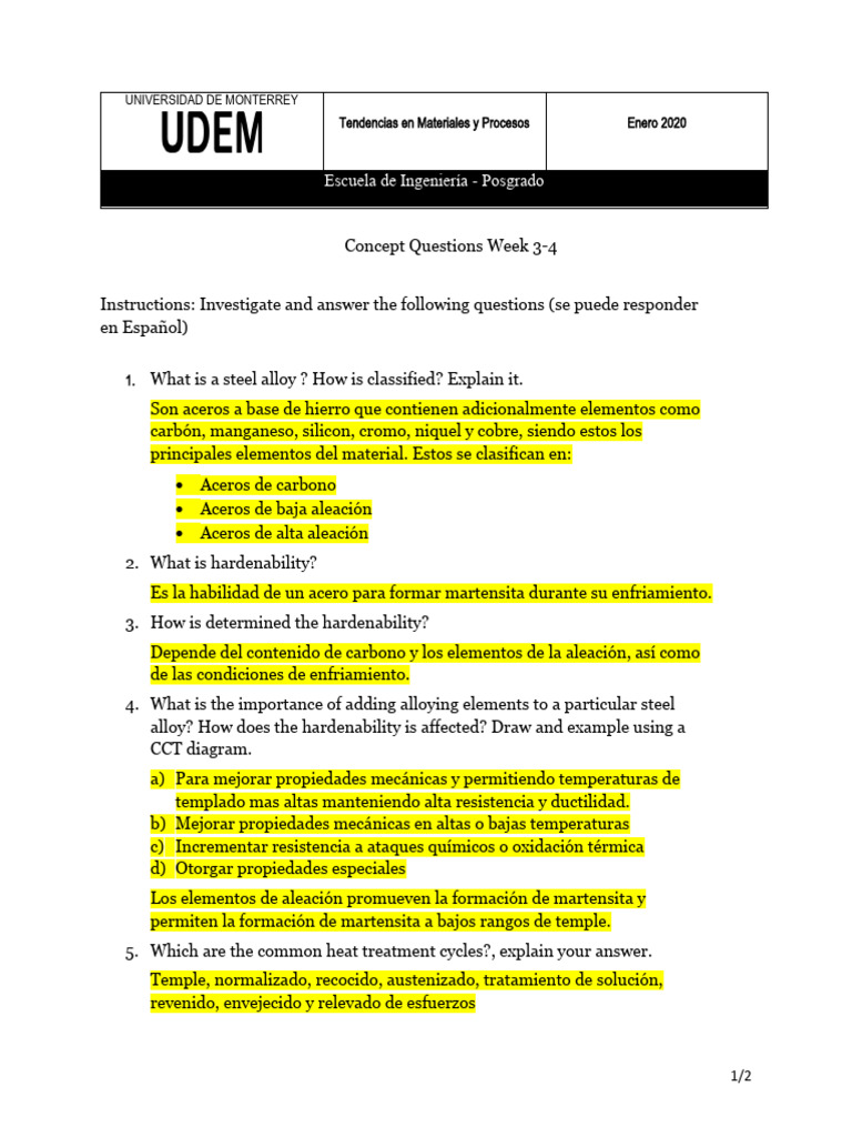 03 Concept Questions | PDF | Acero | Naturaleza