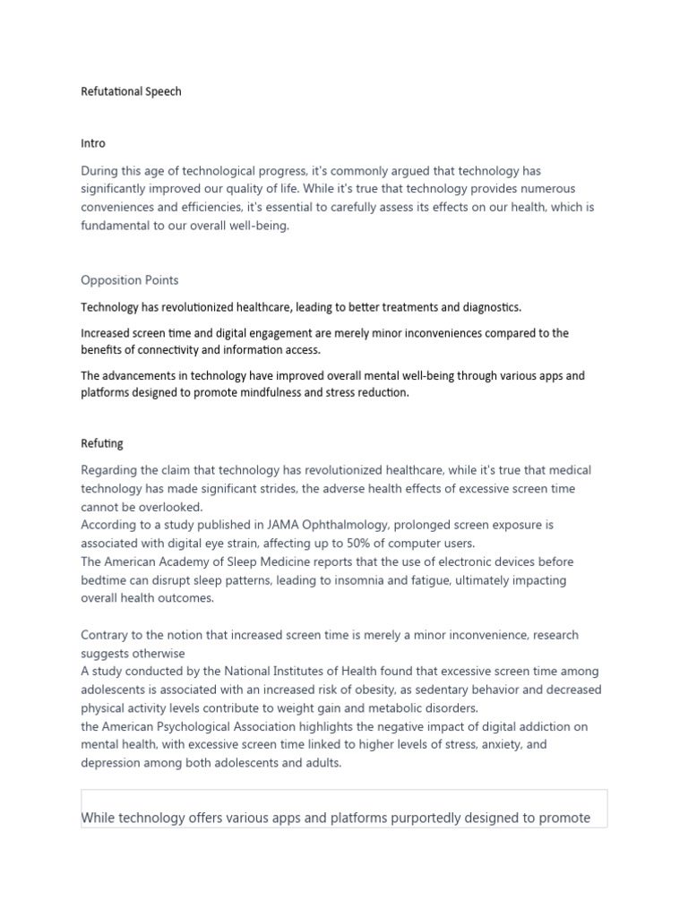 Refutational Speech | PDF | Mental Health | Clinical Medicine