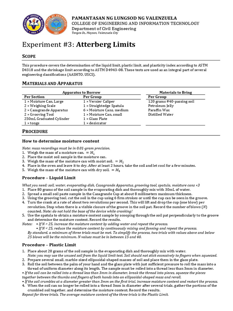 Atterberg Limit Tests Manual | PDF | Applied And Interdisciplinary ...