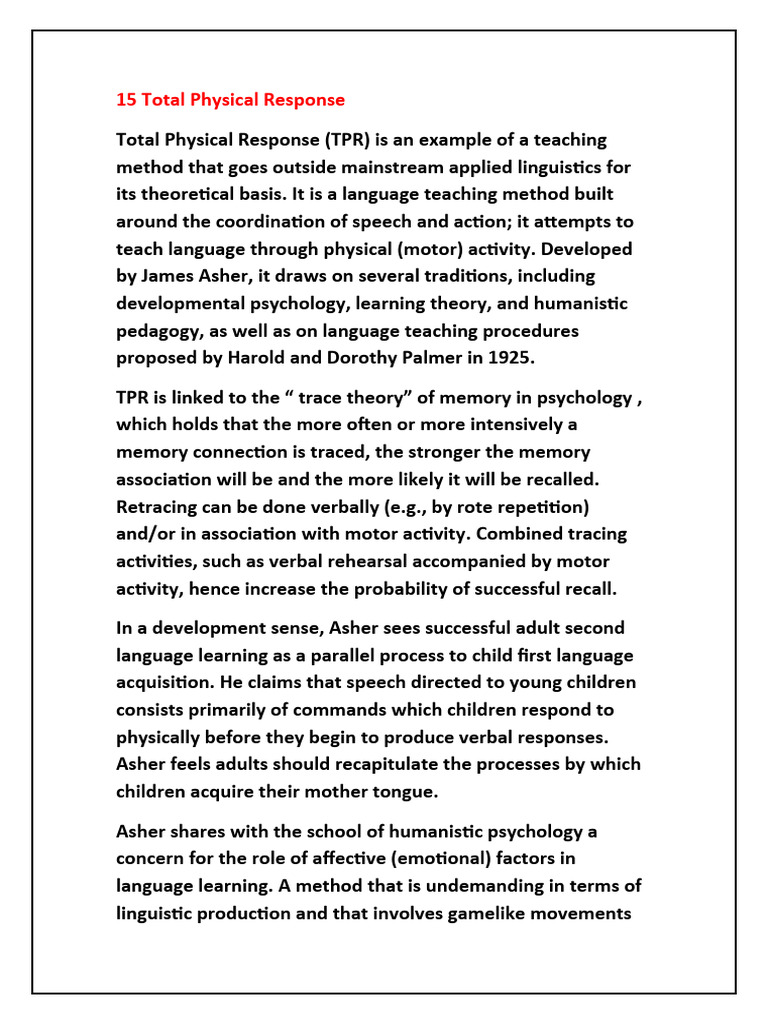 15 Total Physical Response | PDF | Language Arts & Discipline | Science ...