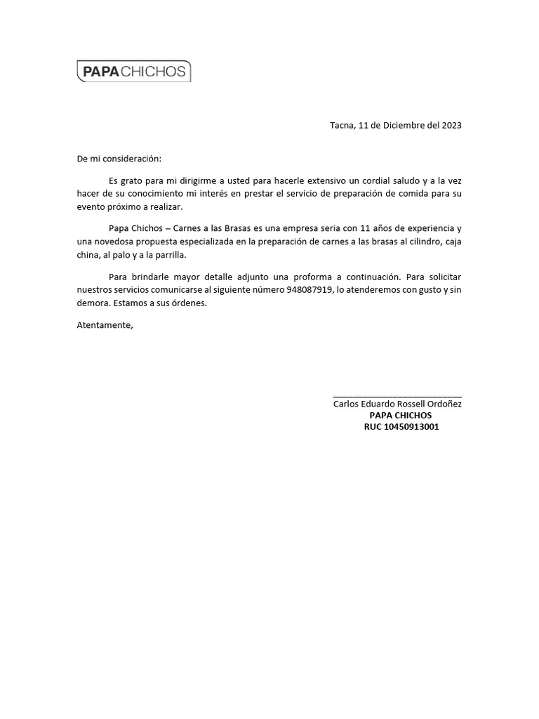 Cotización MTC | PDF | ensalada | Vinagreta