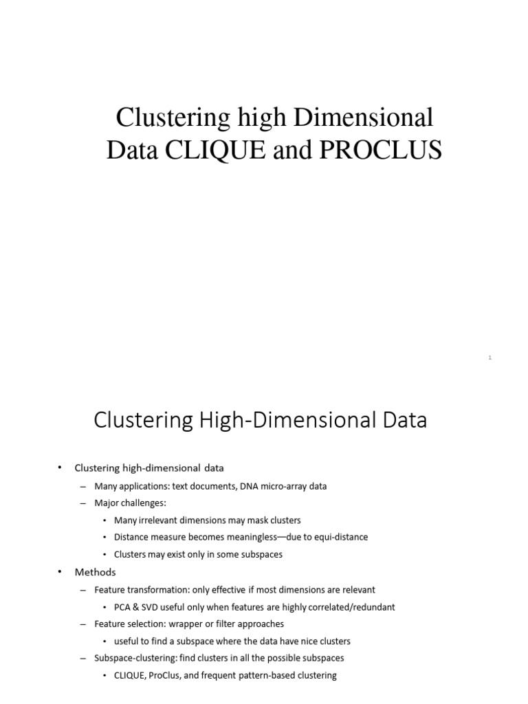CLIQUE and PROCLUS | Download Free PDF | Cluster Analysis | Algorithms And Data Structures