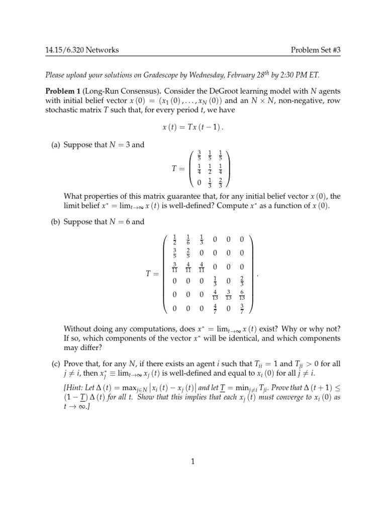 Problem Set 3 | PDF | Linear Algebra | Mathematical Concepts