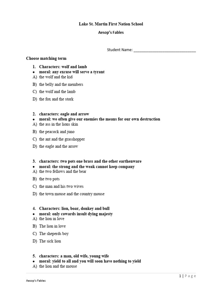 Fable Test | PDF | Storytelling | Works