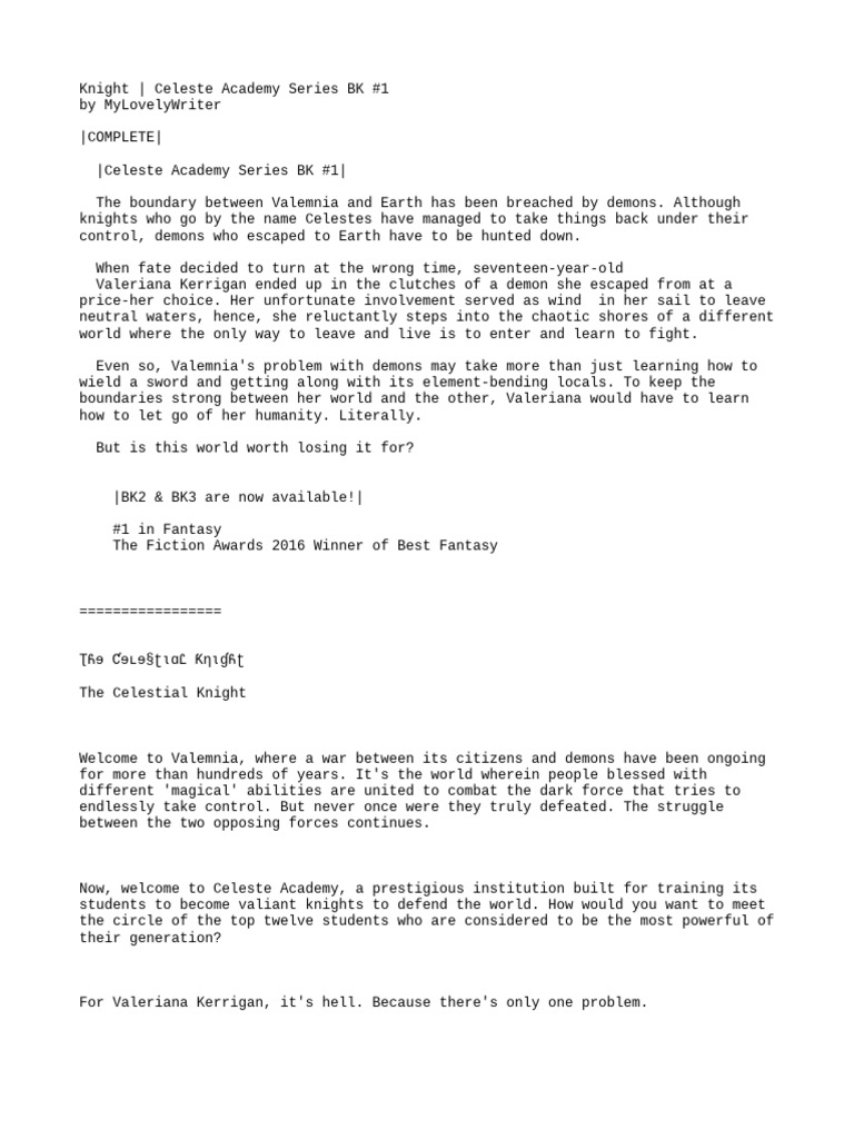 Knight - Celeste Academy Series BK #1 | PDF