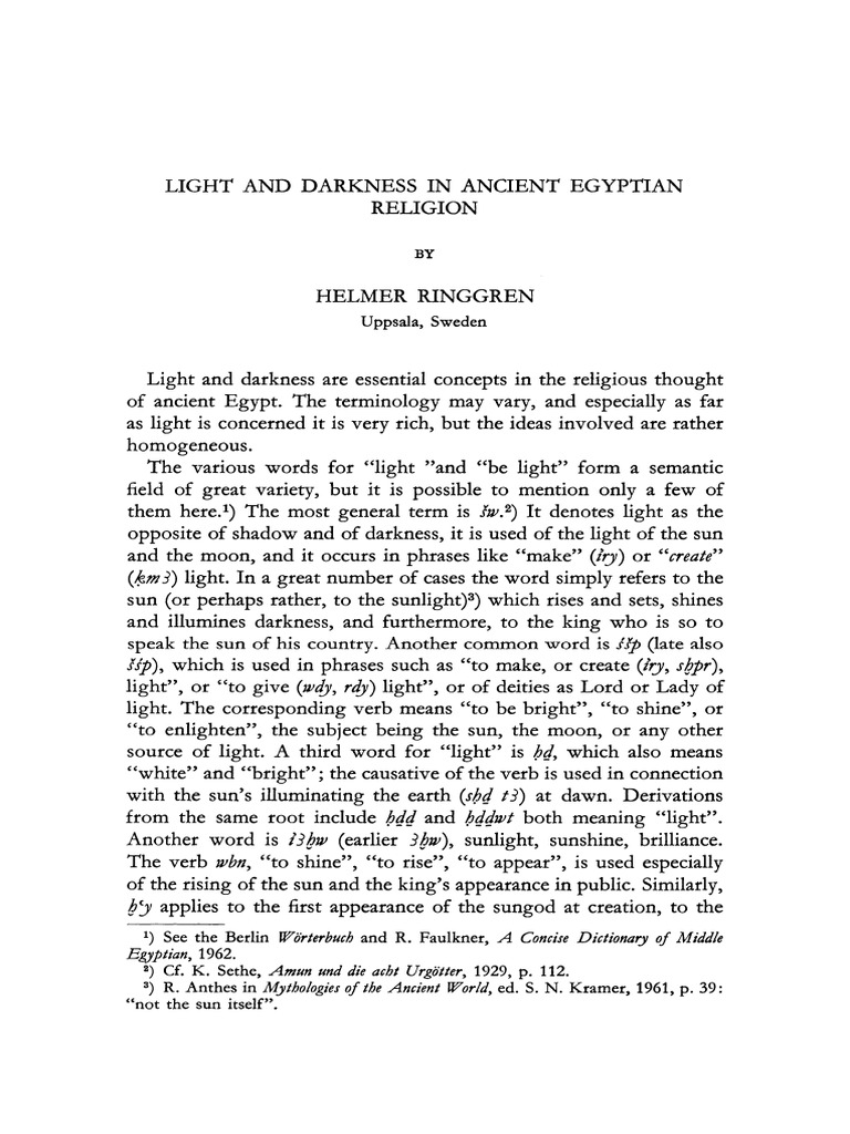 Light & Darkness in Egyptian Religion | PDF | Moon | Mythology